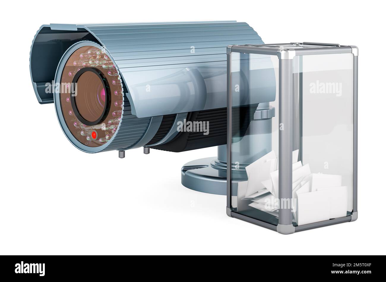 Security surveillance camera with ballot box, 3D rendering isolated on ...