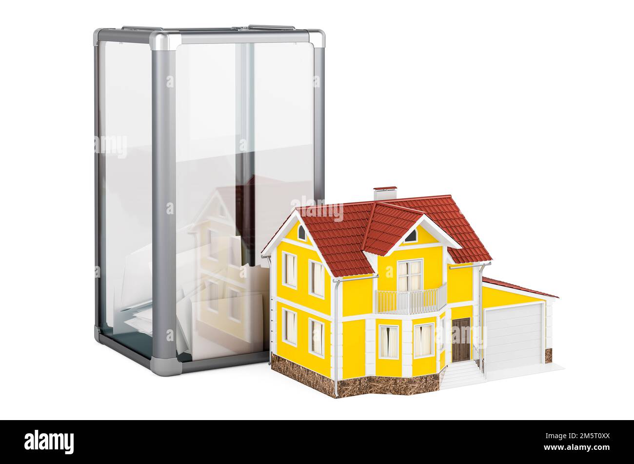 Vote at Home concept. Ballot box with home, 3D rendering isolated on ...