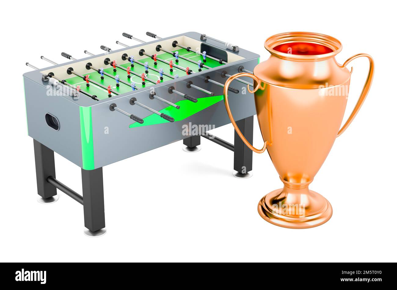 Table football with gold trophy cup award, 3D rendering isolated on ...
