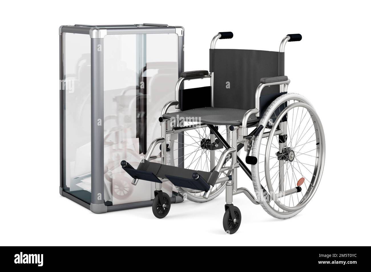 Wheelchair with ballot box, 3D rendering isolated on white background ...