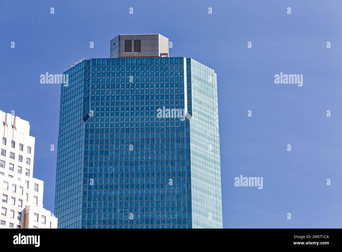 180 Maiden Lane, aka Continental Center: Aqua curtain wall set at a 45 ...