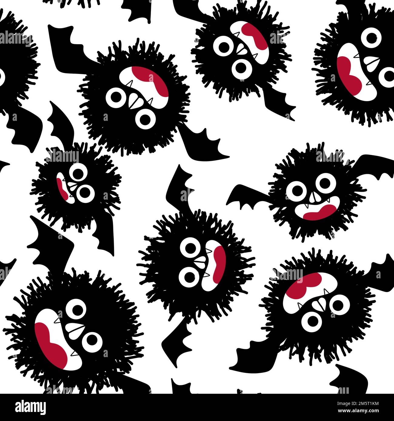 Halloween cartoon animals seamless fluffy bats pattern for wrapping ...
