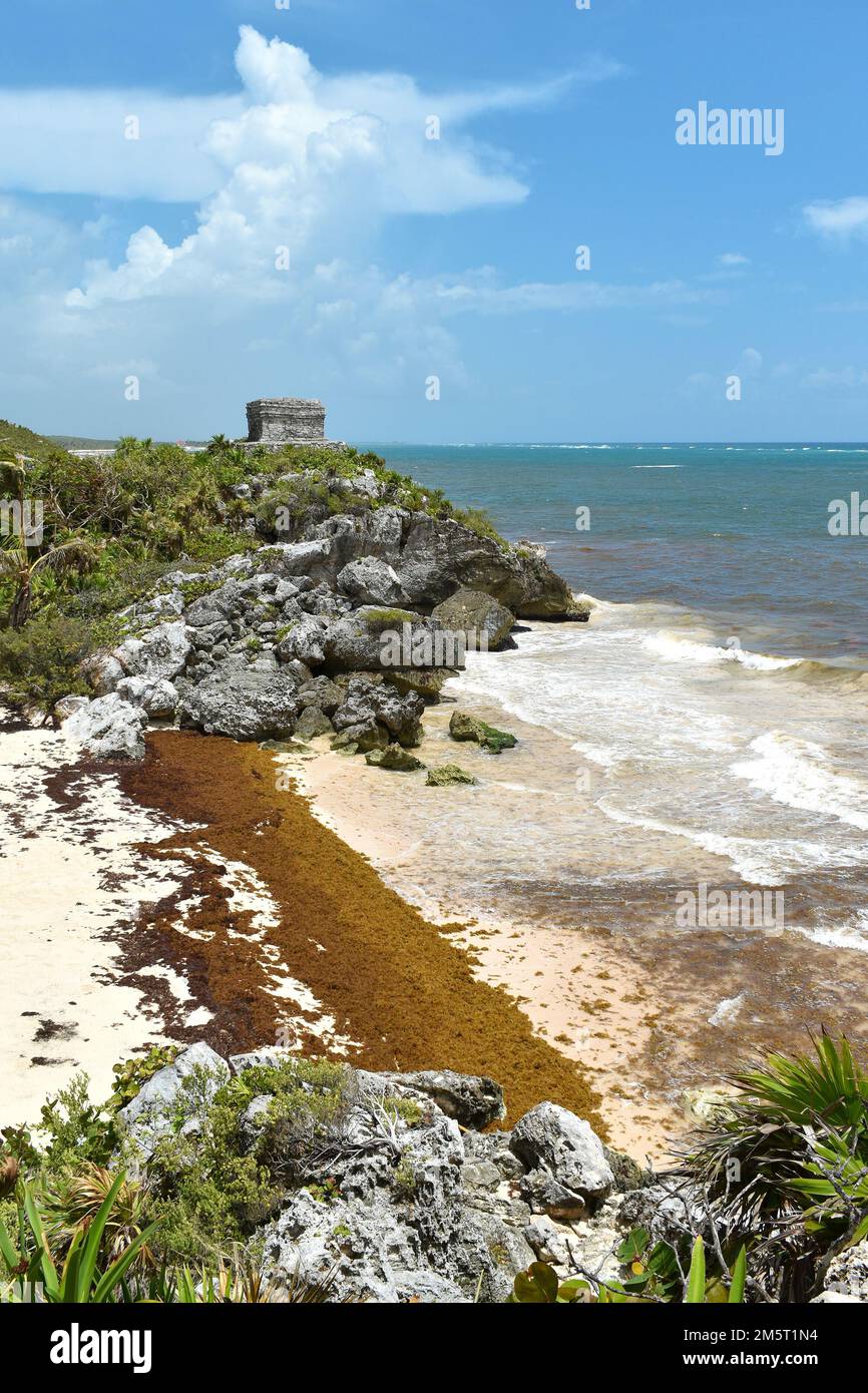 Historical ruins of the ancient Mayan civilization in Tulum, view of ...