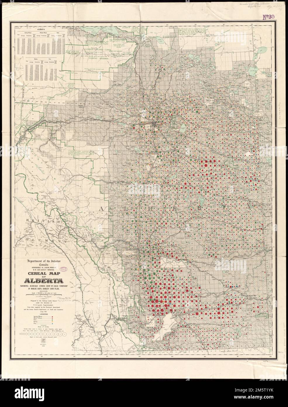 Cereal map of Alberta : showing acreage under crop in each township in ...