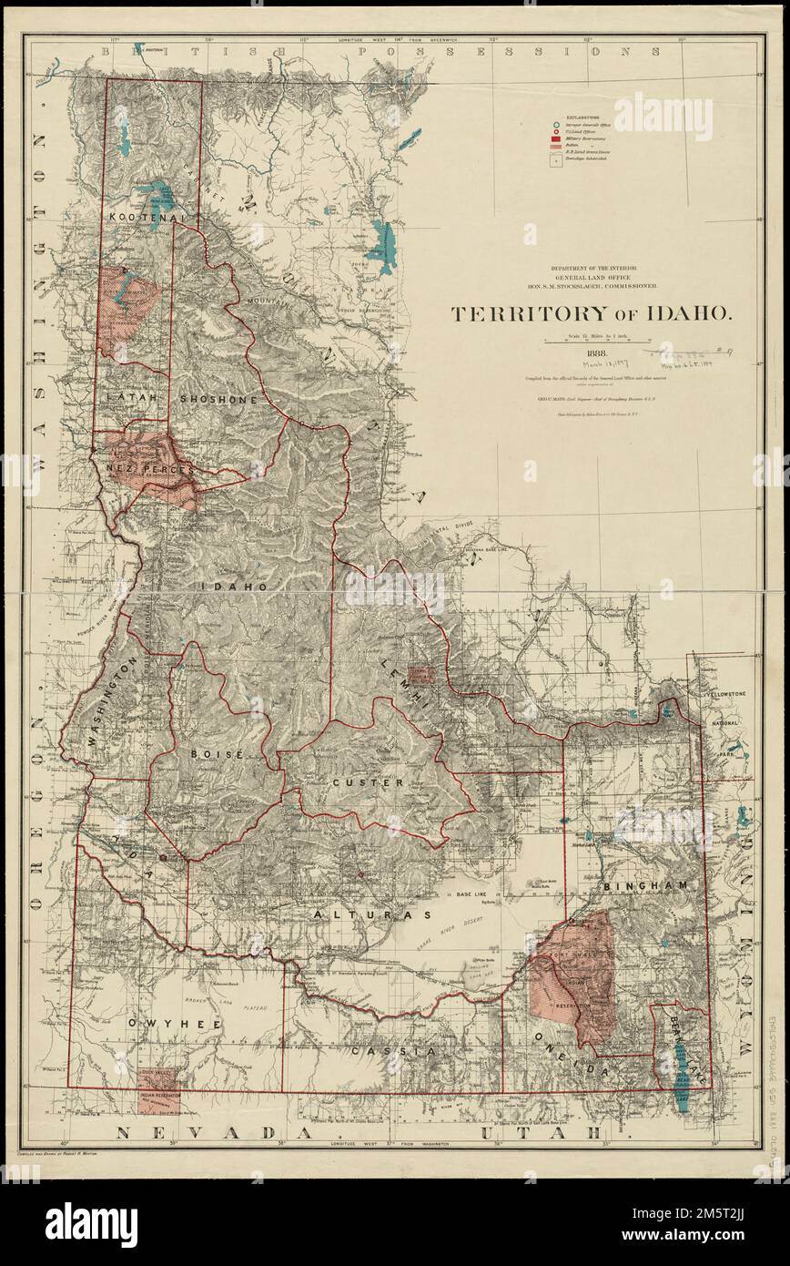 Territory of Idaho. Relief shown by hachures. Prime meridians ...