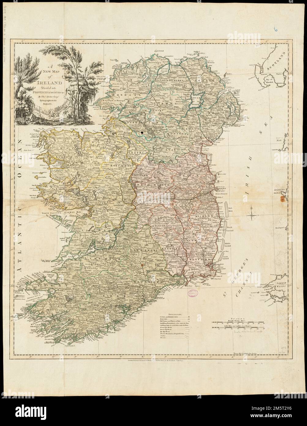 A new map of Ireland divided into provinces, counties, &c. Relief shown ...