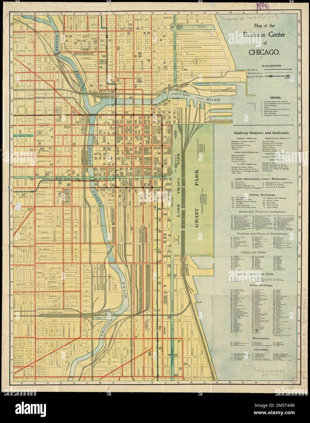 Map of the business center of Chicago. Includes references to points of ...