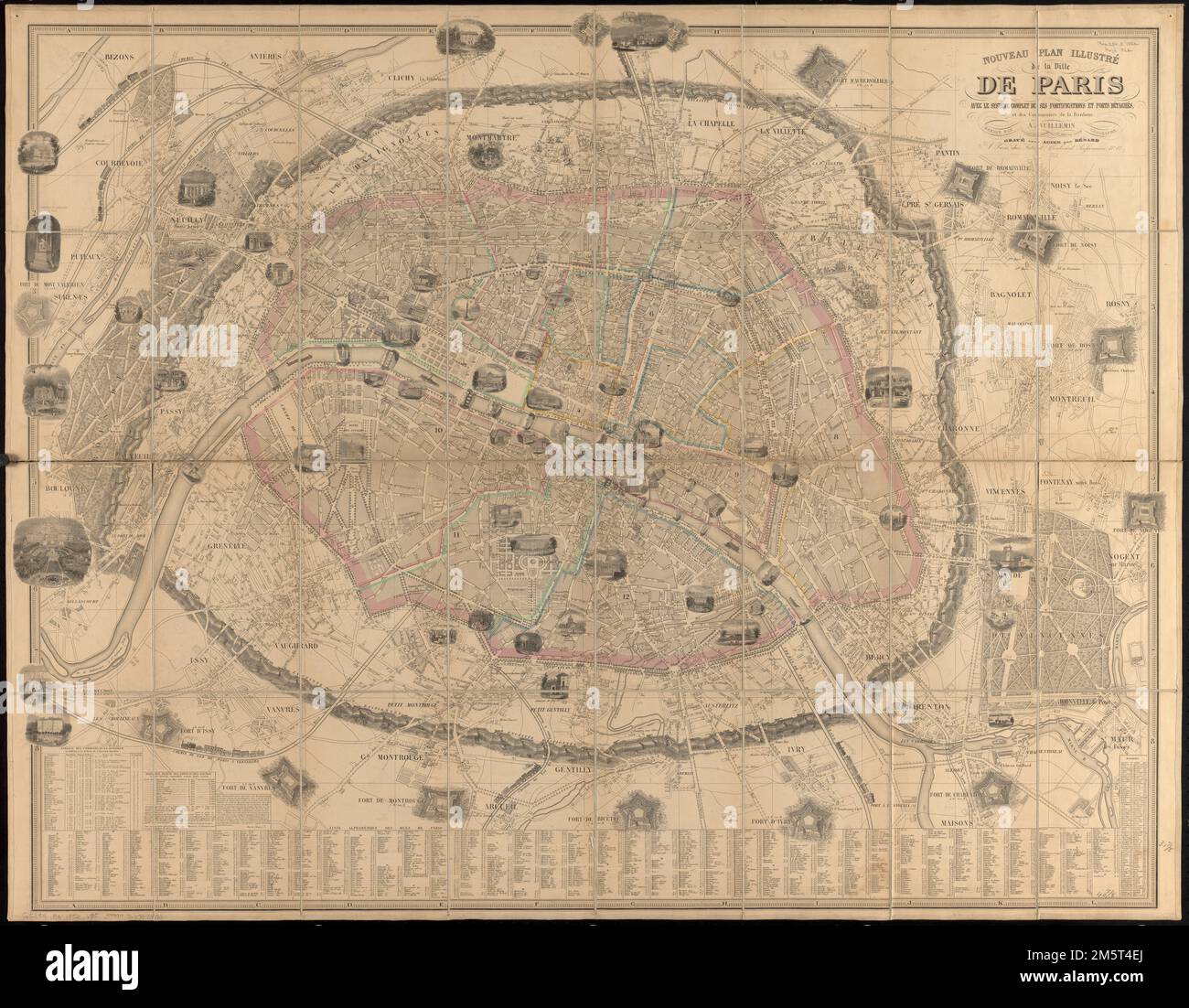 Nouveau plan illustré de la ville de Paris : avec le système complet de ...