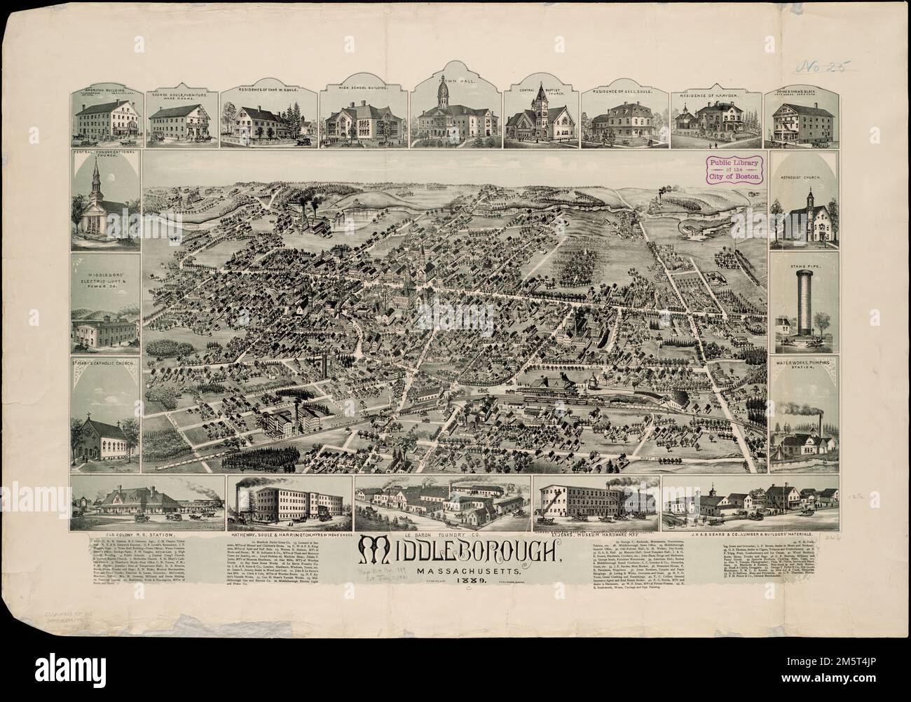 Middleborough, Massachusetts : 1889. Bird's-eye view. Includes index to ...