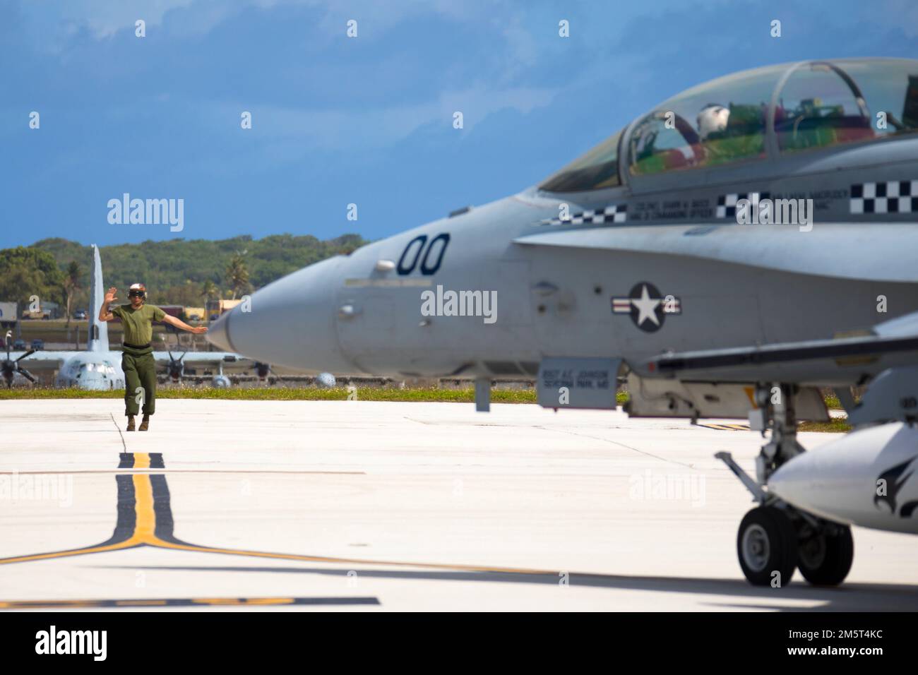 A U.S. Marine with Marine All Weather Fighter Attack Squadron (VMFA(AW ...