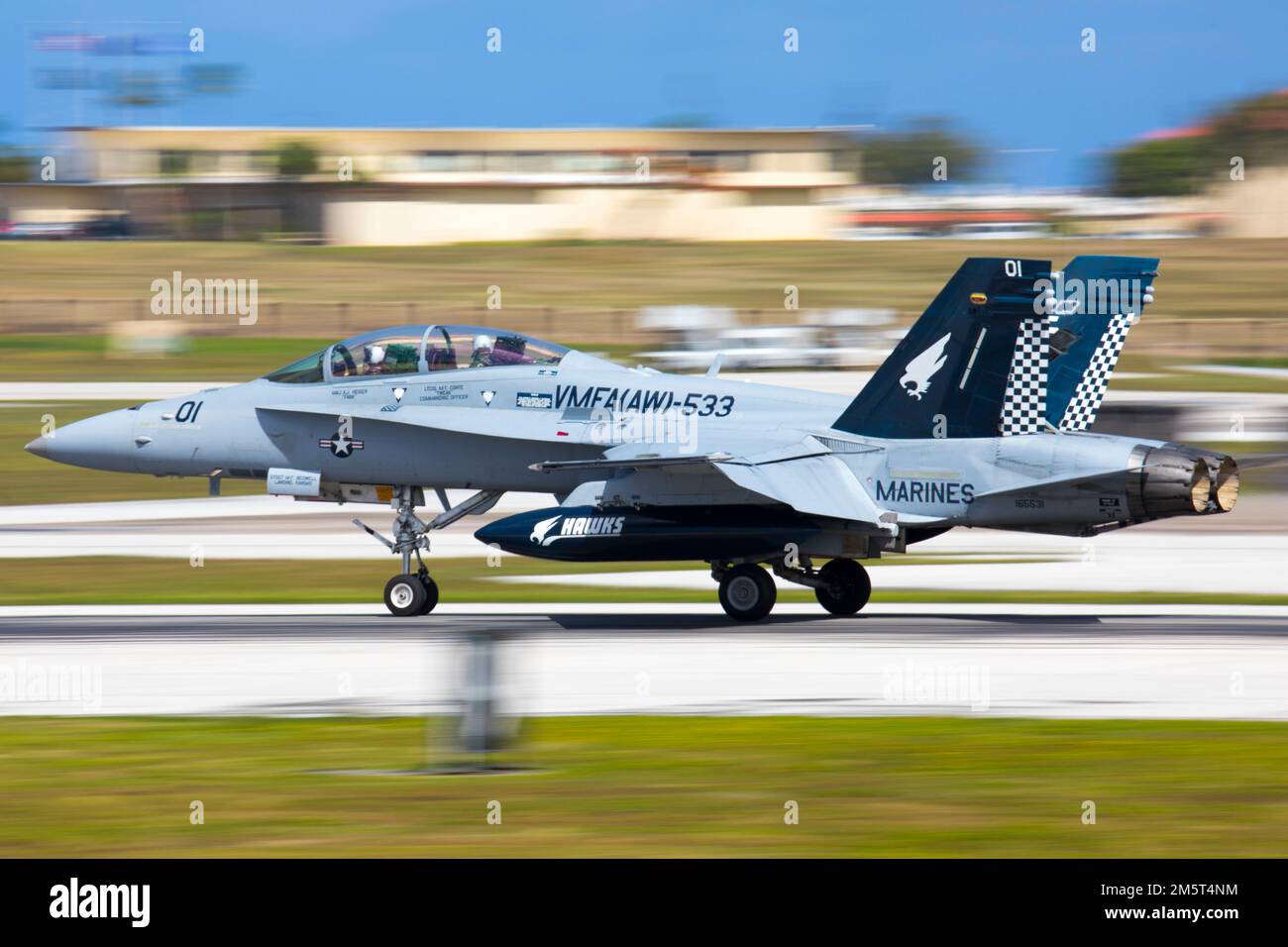 A U.S. Marine Corps F/A-18D Hornet aircraft with Marine All Weather ...
