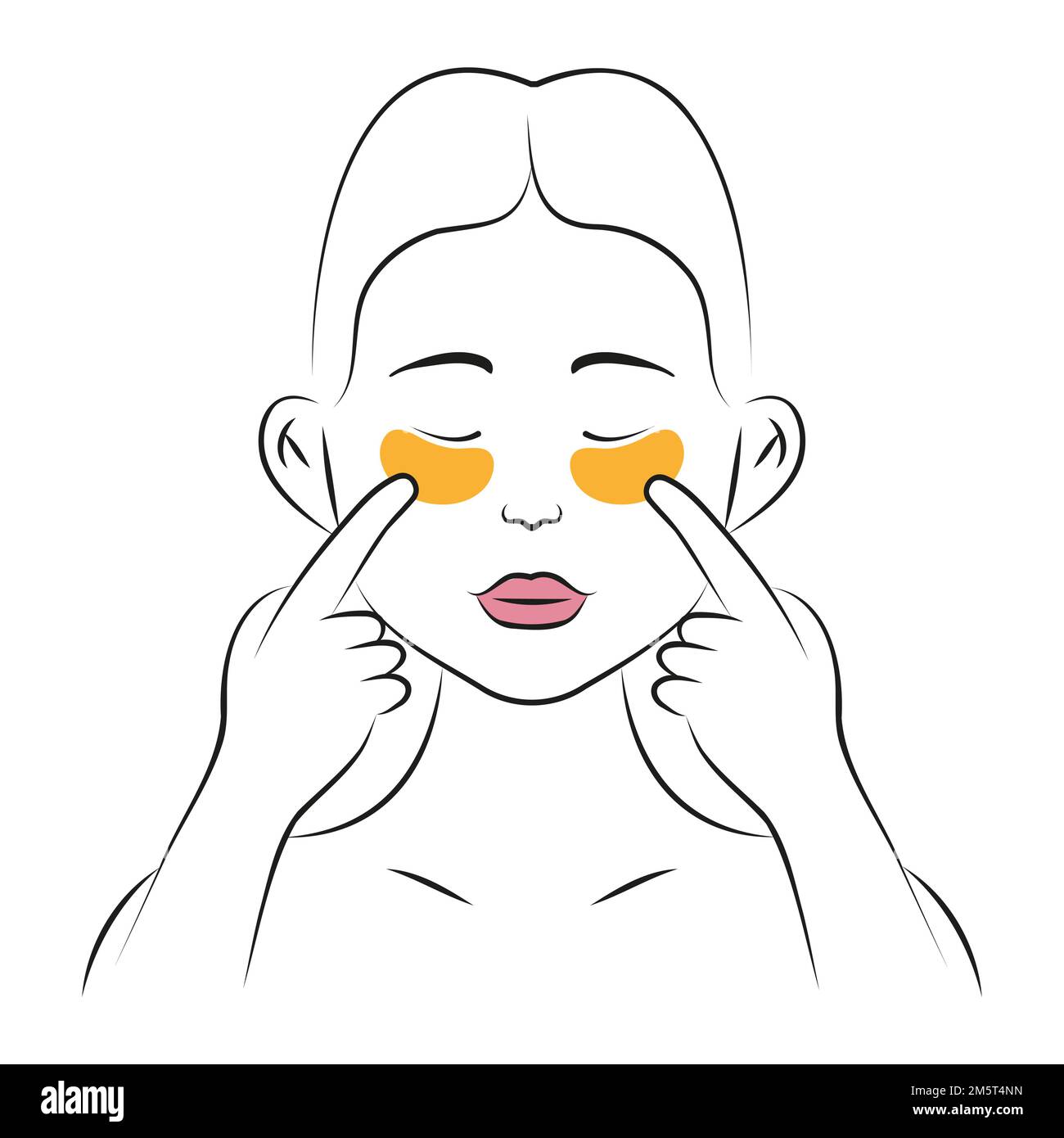 Eye patches applying icon vector. Face skincare under eye, treatment ...