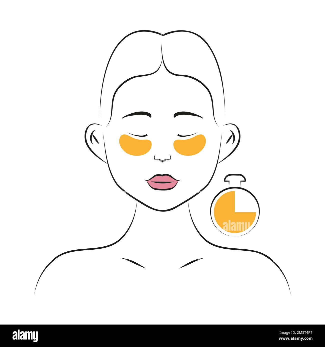 Eye patches applying icon vector. Face skincare under eye, treatment ...