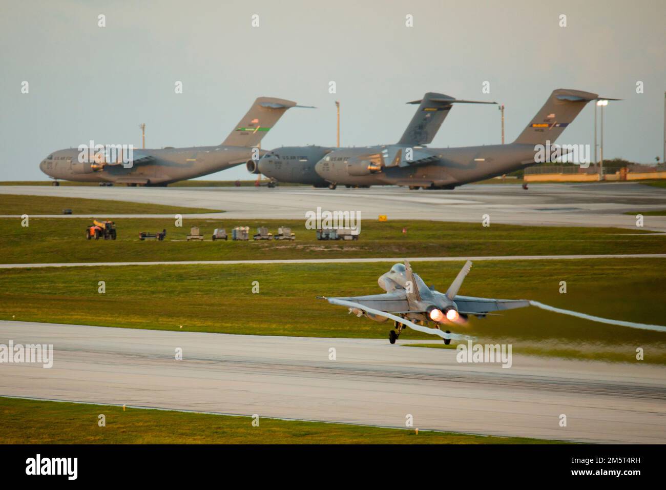 A U.S. Marine Corps F/A-18C Hornet aircraft with Marine All Weather ...