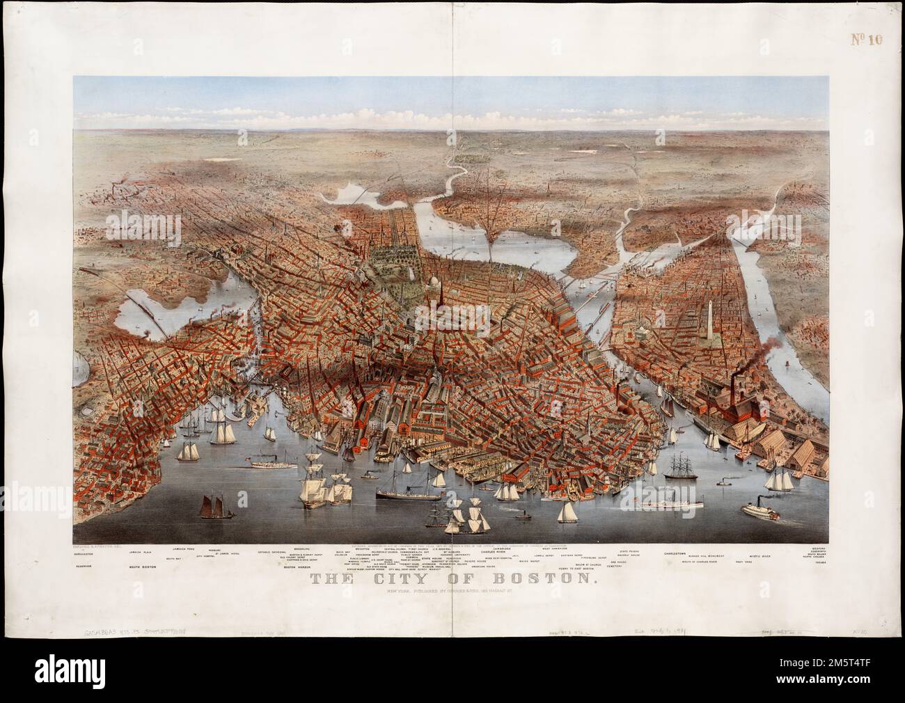 The city of Boston. Bird's-eye view. Shows points of interest ...