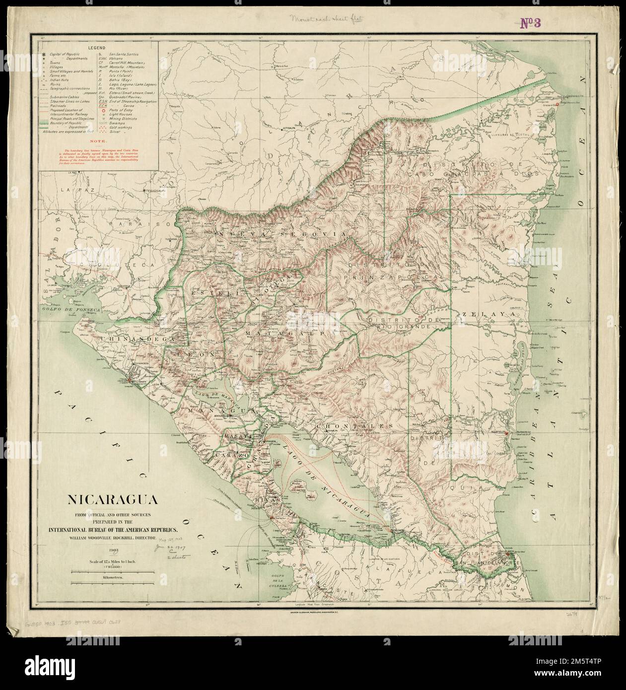 Nicaragua. Also shows administrative divisions and routes of proposed ...