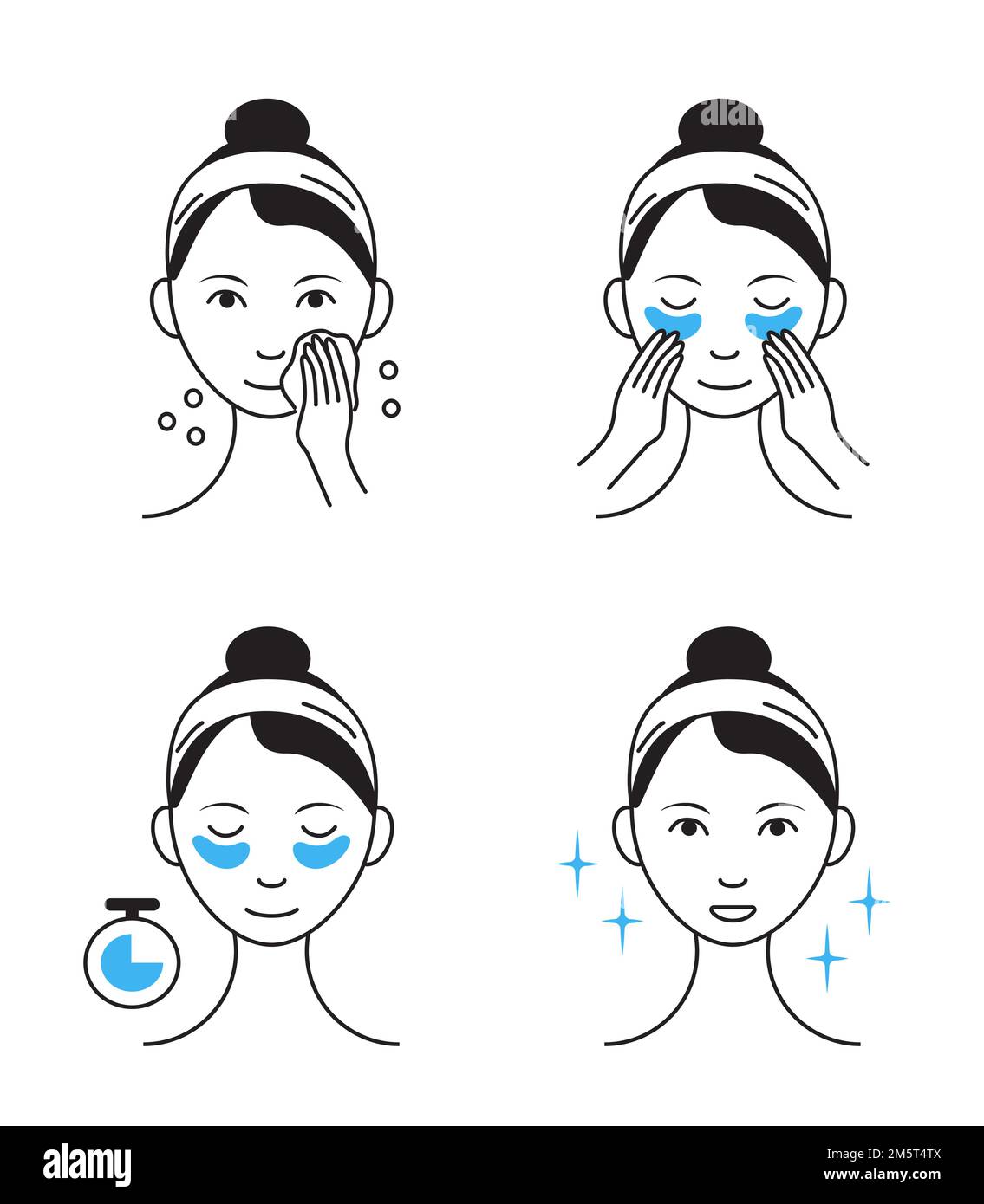 Eye patches applying icon vector. Face skincare under eye, treatment ...