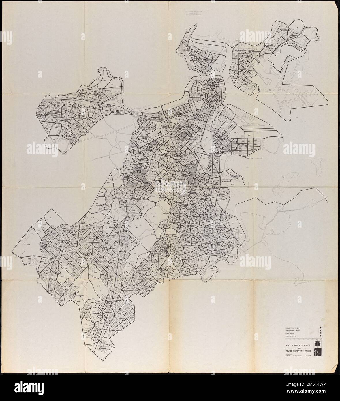 Boston public schools and police reporting areas. Shows names and ...