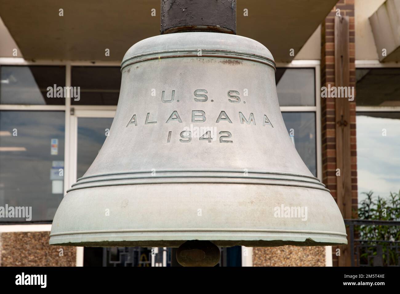 Ships bell on the USS Alabama (BB-60), on Battleship Memorial Park ...