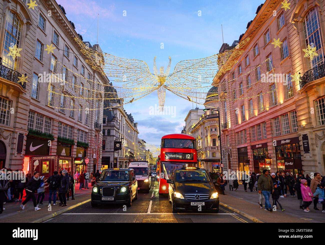 Traffic at Piccadilly Circus in London, UK. This is the view south from ...