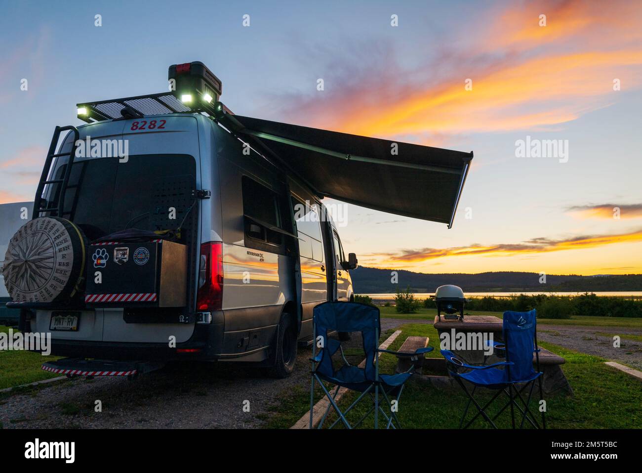 Airstream Interstate 24X 4WD campervan at sunset; White Swan Park ...