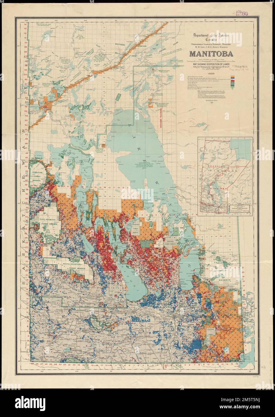 Manitoba : map showing disposition of lands. Inset: Map of Manitoba ...