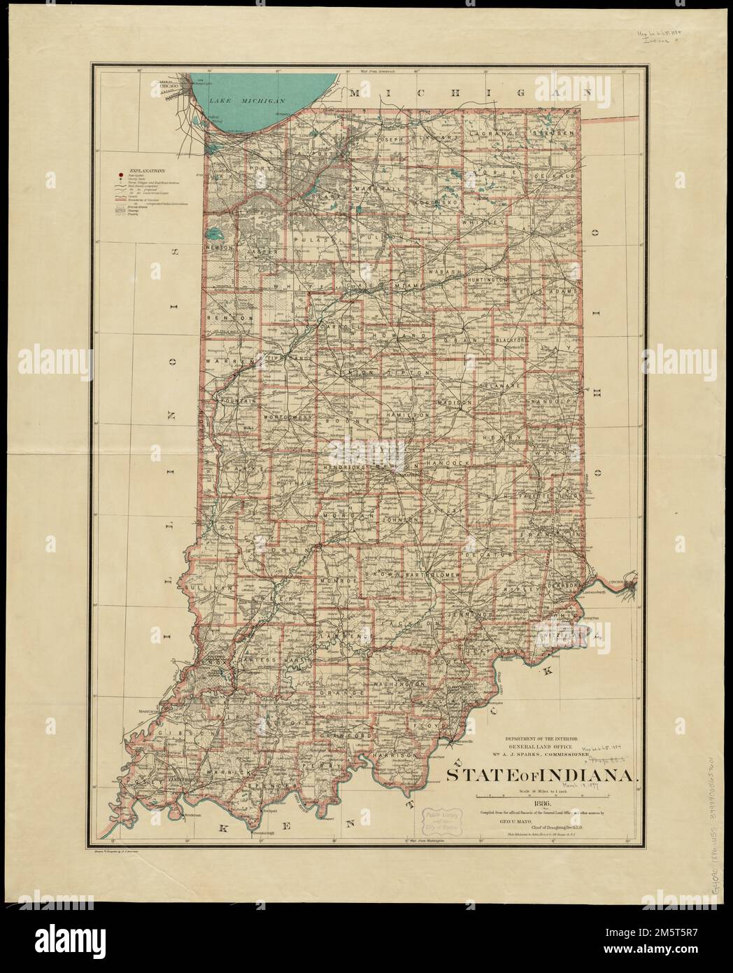State of Indiana. Prime meridians: Greenwich, Washington. At head of ...