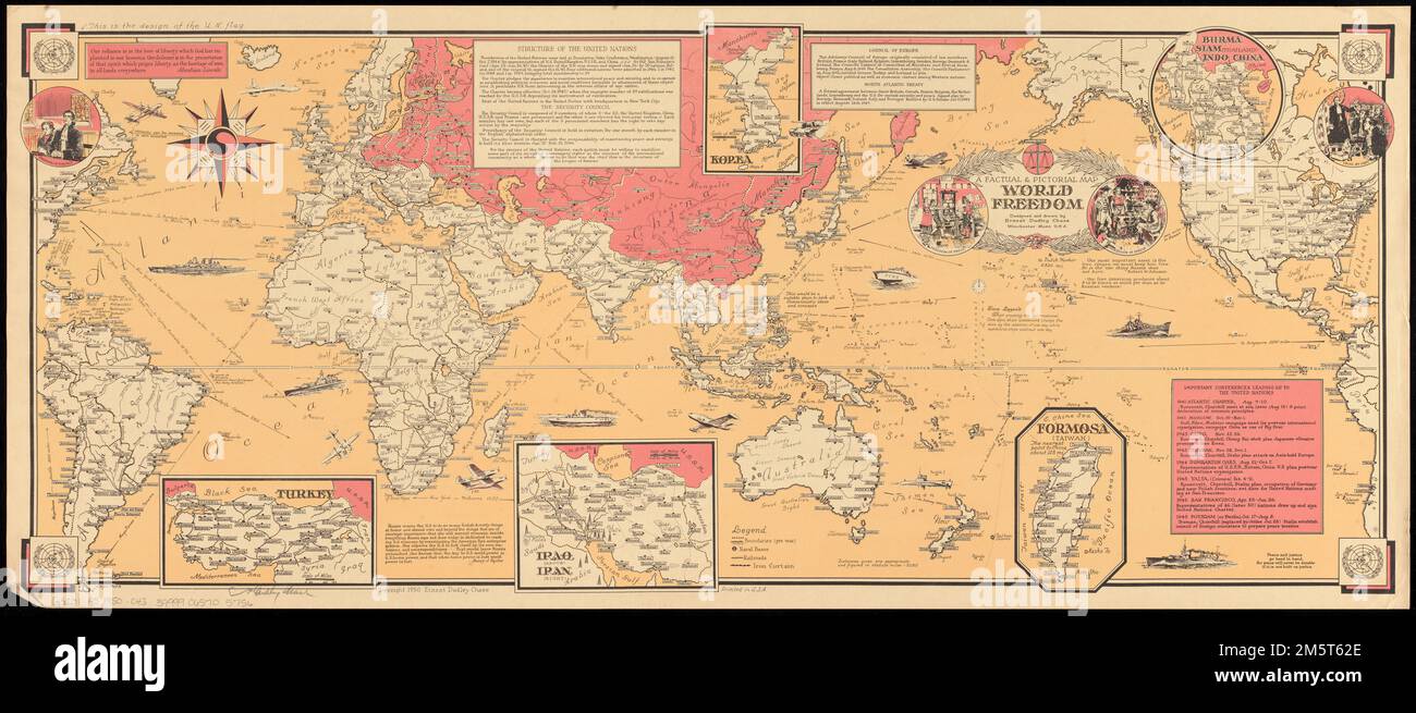 World freedom : a factual & pictorial map. Insets: Korea -- Burma, Siam ...