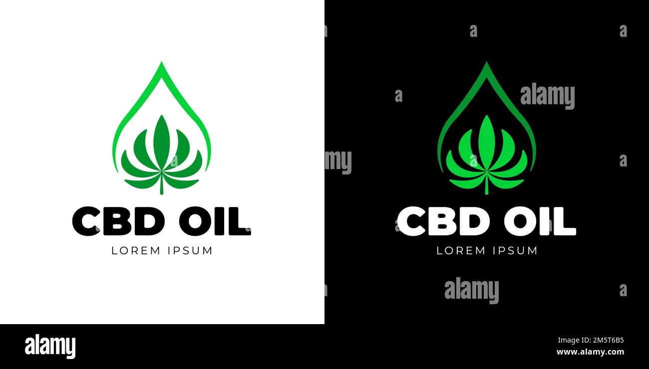 CBD hemp oil of medical cannabis logo concept. Marijuana leaf natural ...