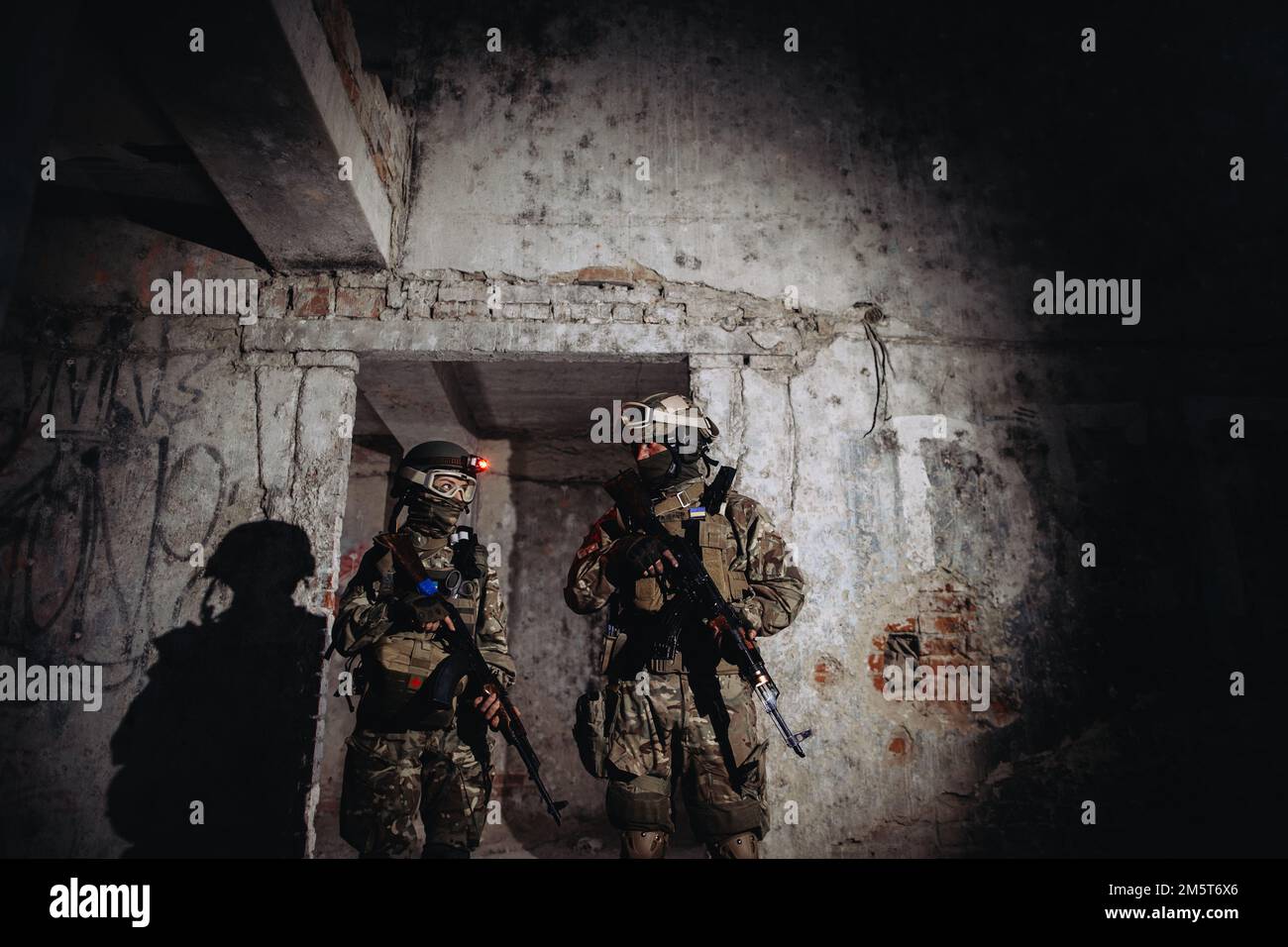 Ukrainian soldiers on the battlefield. Special forces conduct ...