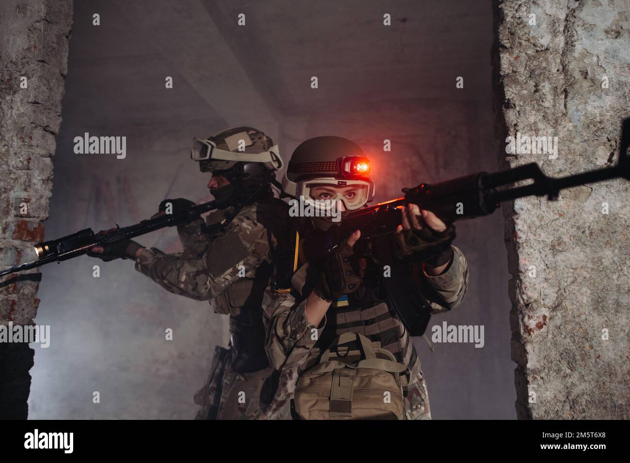Ukrainian soldiers on the battlefield. Special forces conduct ...