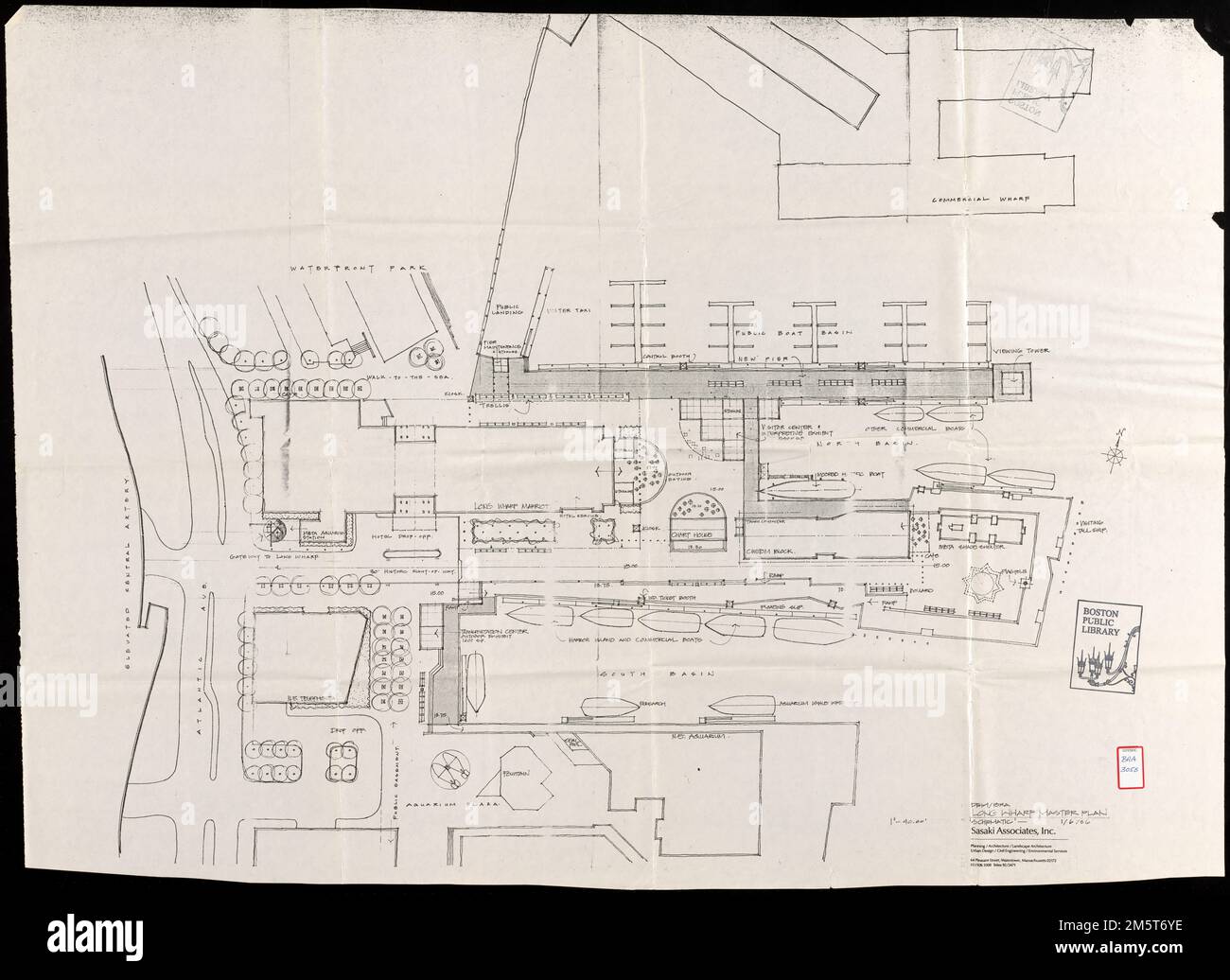 DEM/BRA Long Wharf master plan : schematic'. Oriented with north to the ...