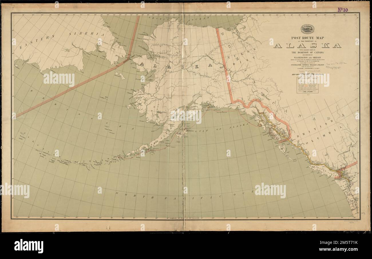 Post route map of the territory of Alaska with adjacent parts of the ...