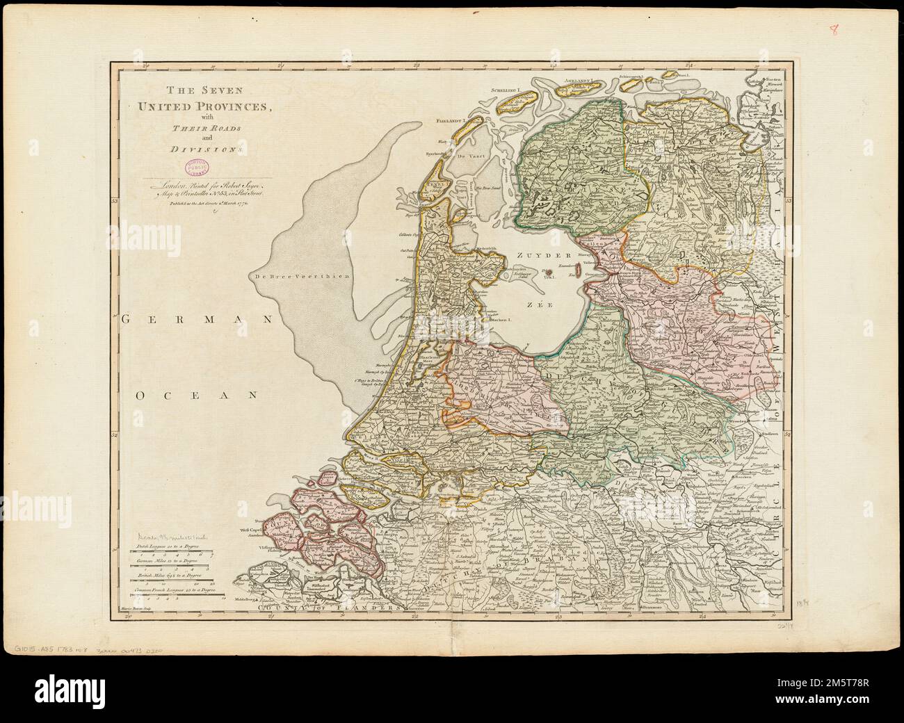 The seven United Provinces, with their roads and divisions. Shows ...
