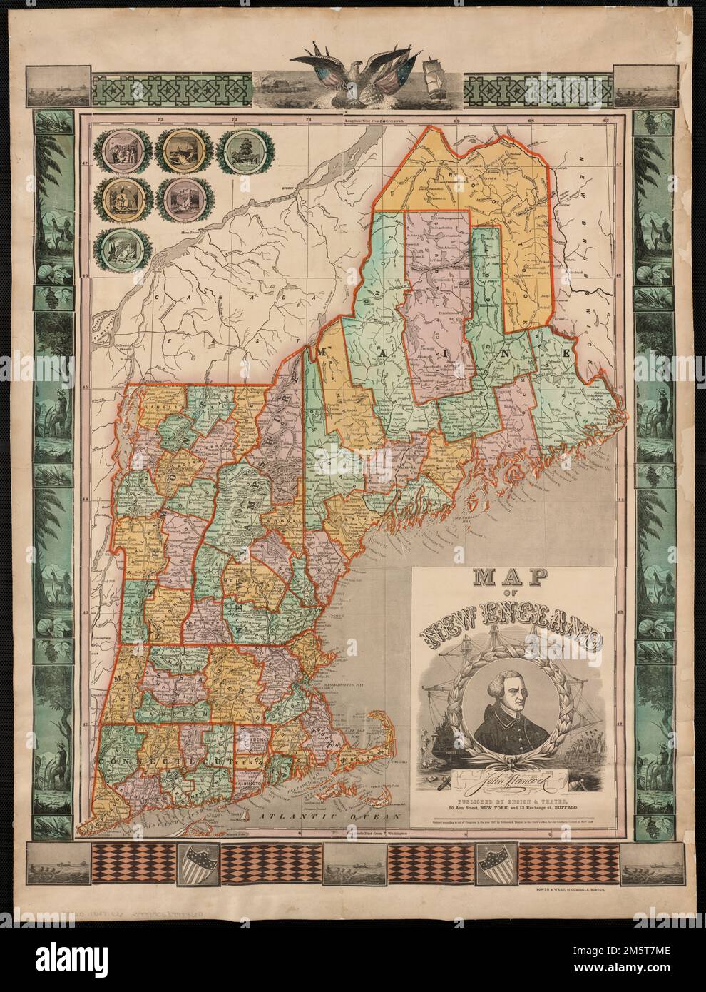 Map of New England. Relief shown by hachures. "Entered according to act ...