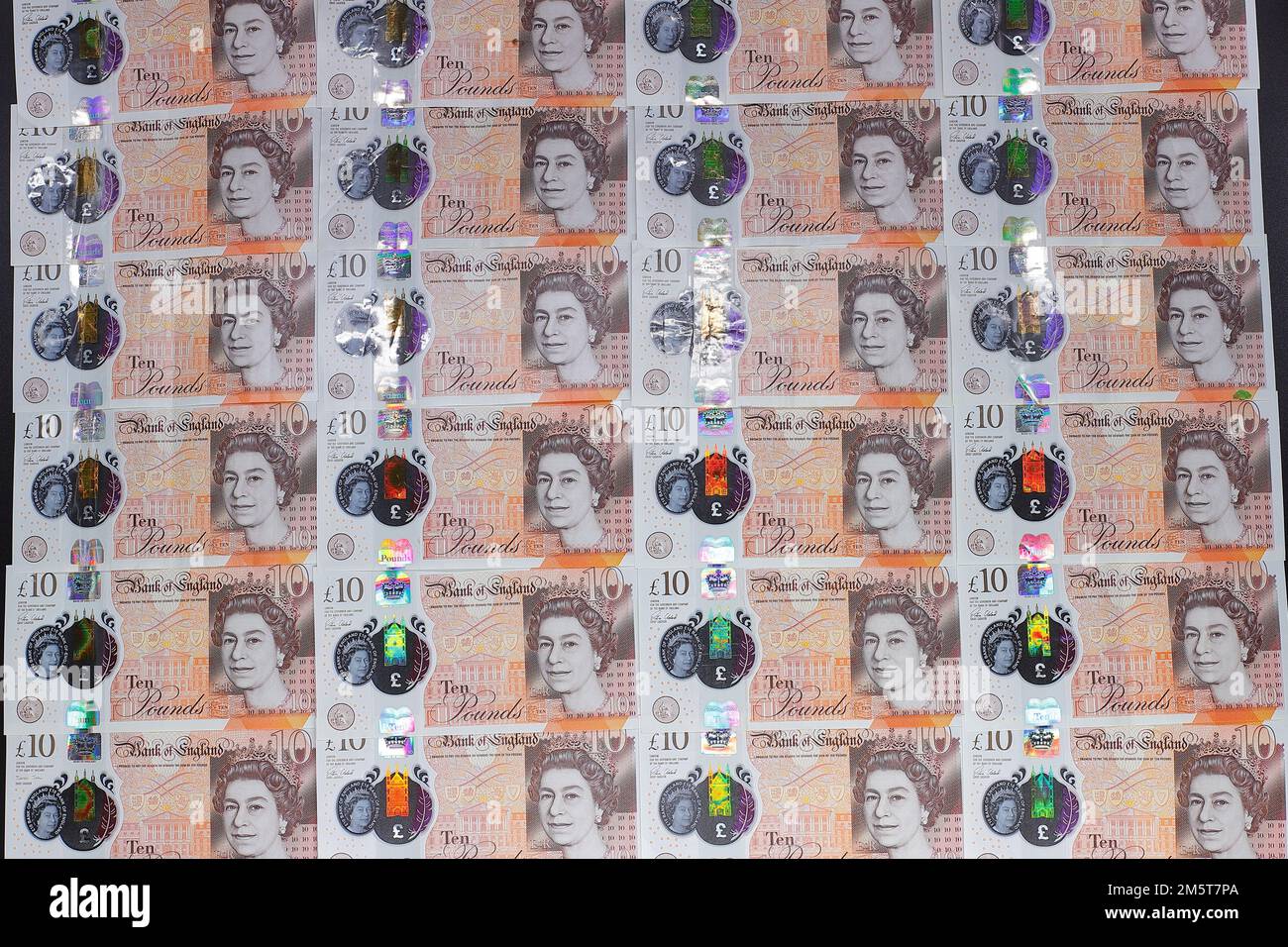 British polymer £10 banknotes issued by the Bank Of England Stock Photo ...