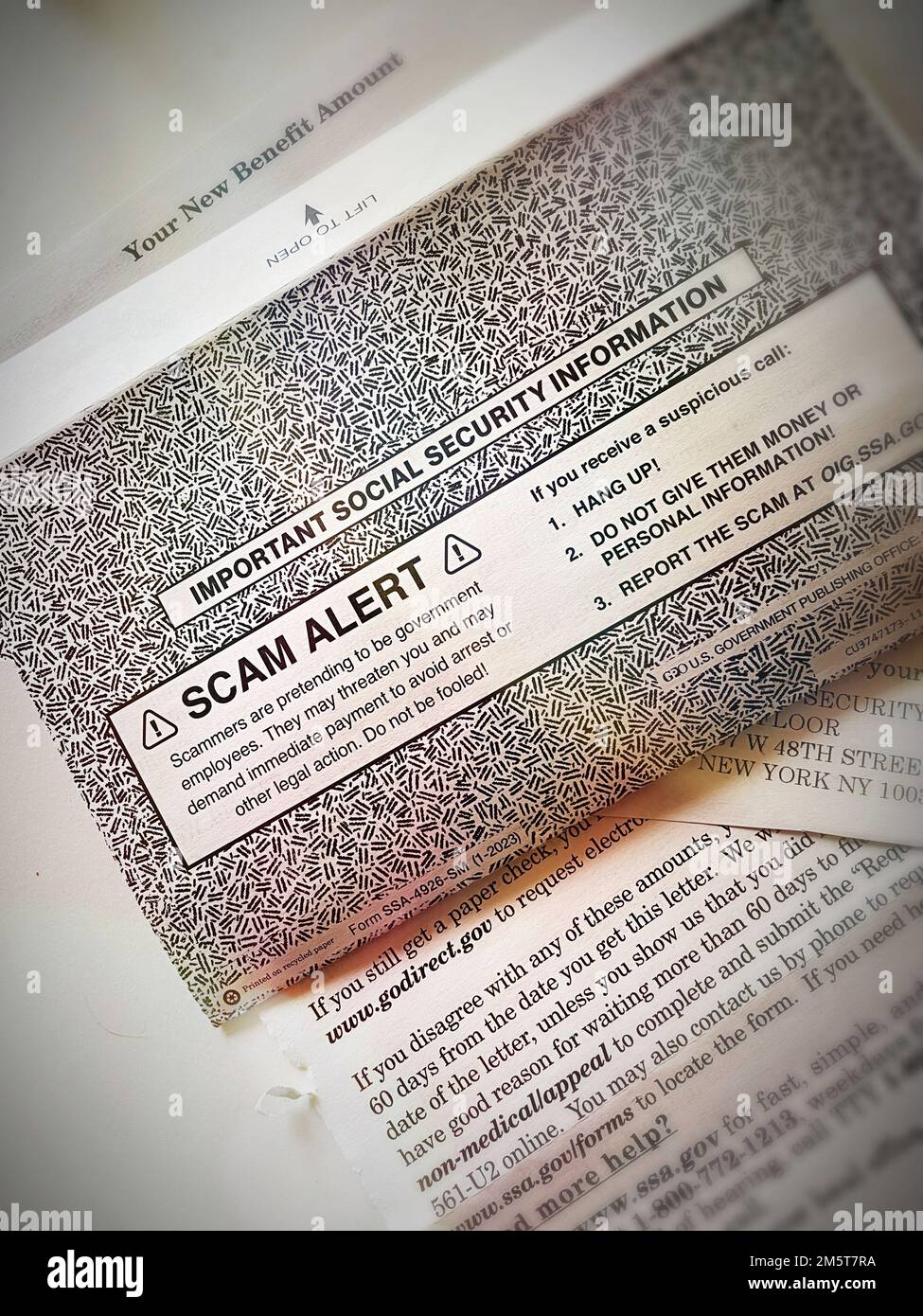U.S. Social Security Scam Alert on the Back of an Envelope Stock Photo ...