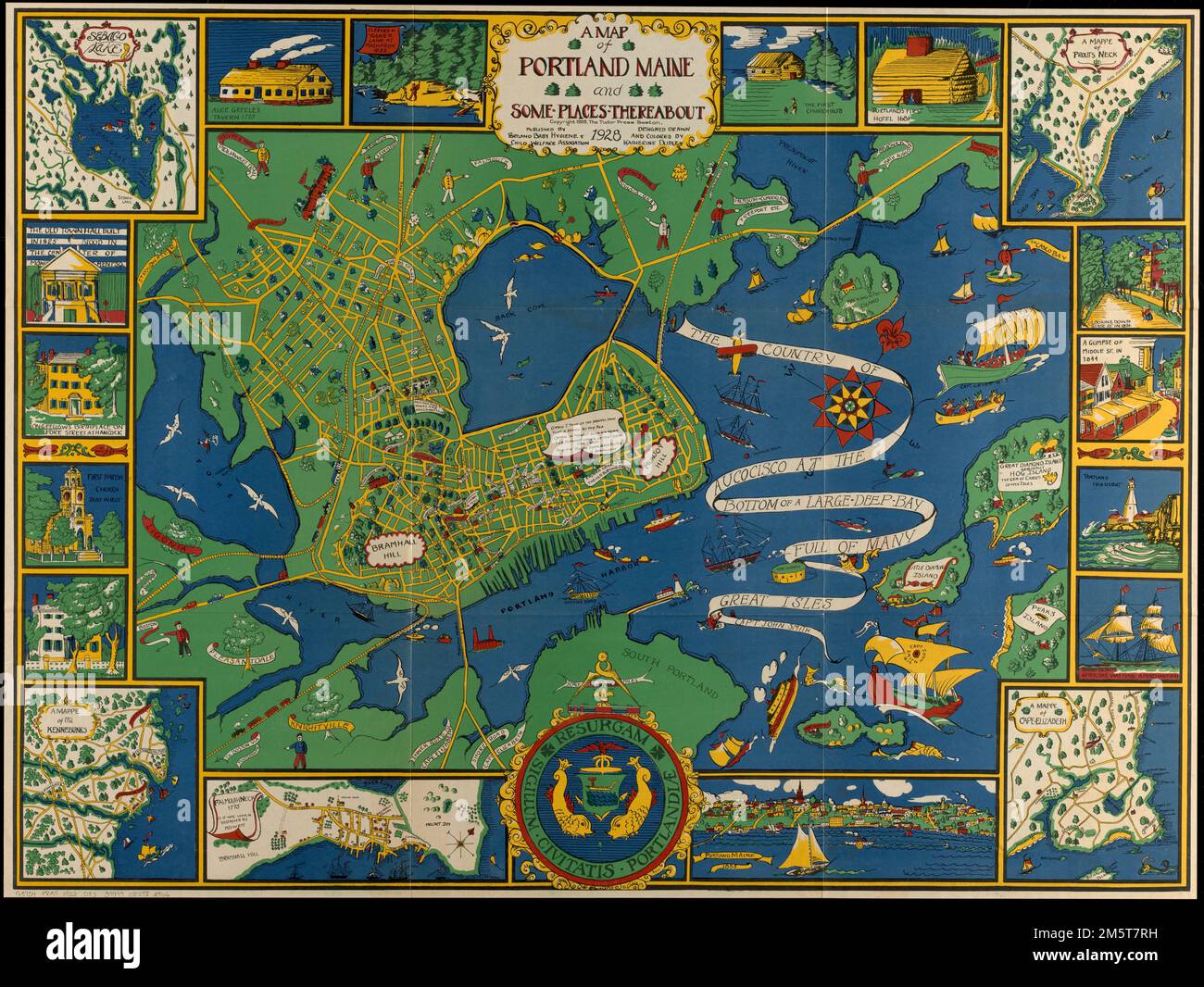 A map of Portland Maine and some places thereabout. Oriented with north ...