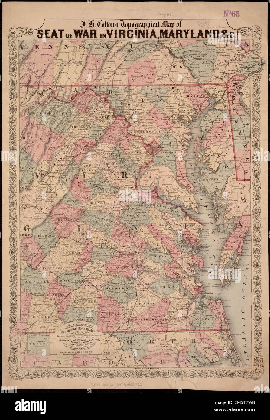 J.H. Colton's Topographical map of seat of war in Virginia, Maryland ...