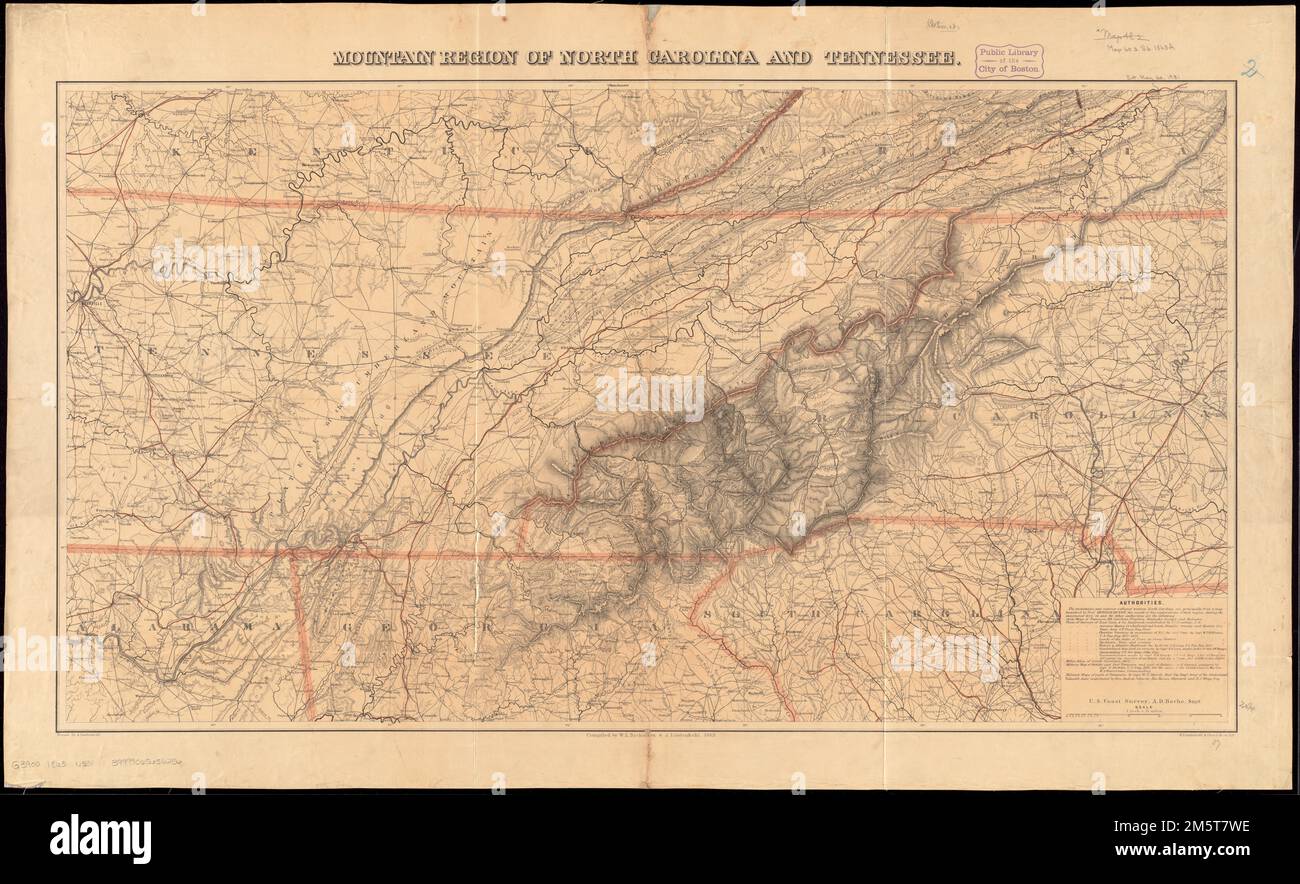 Mountain region of North Carolina and Tennessee. Relief shown by ...