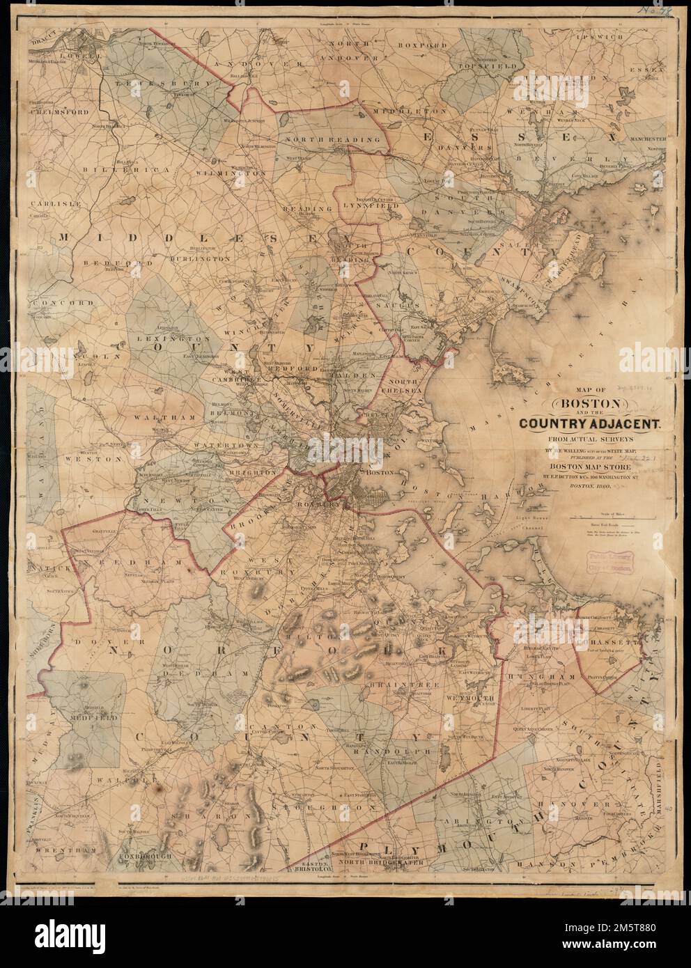 Map of Boston and the country adjacent from actual surveys. Shows ...