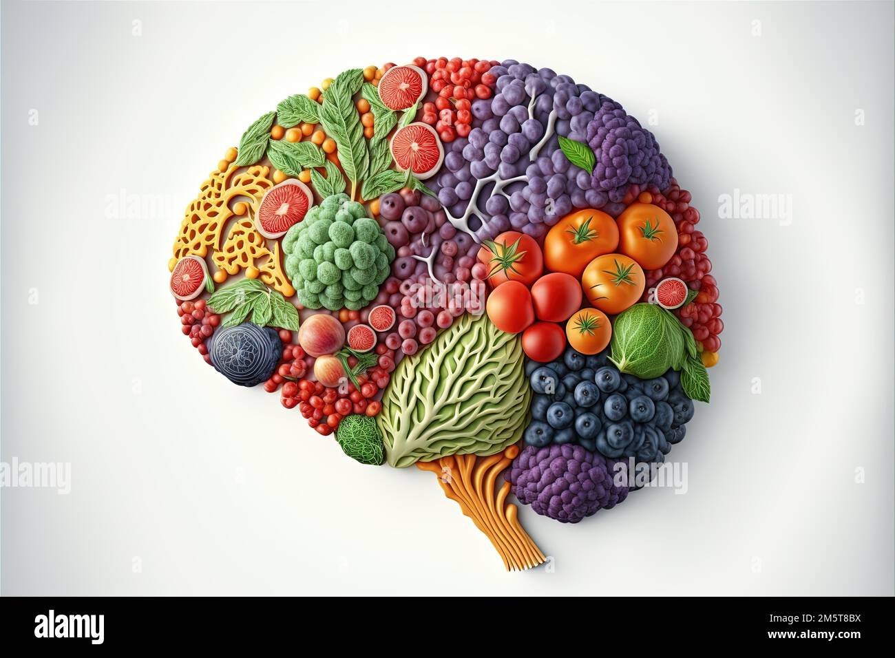 Human brain shape made from fruits and vegetables Stock Photo - Alamy