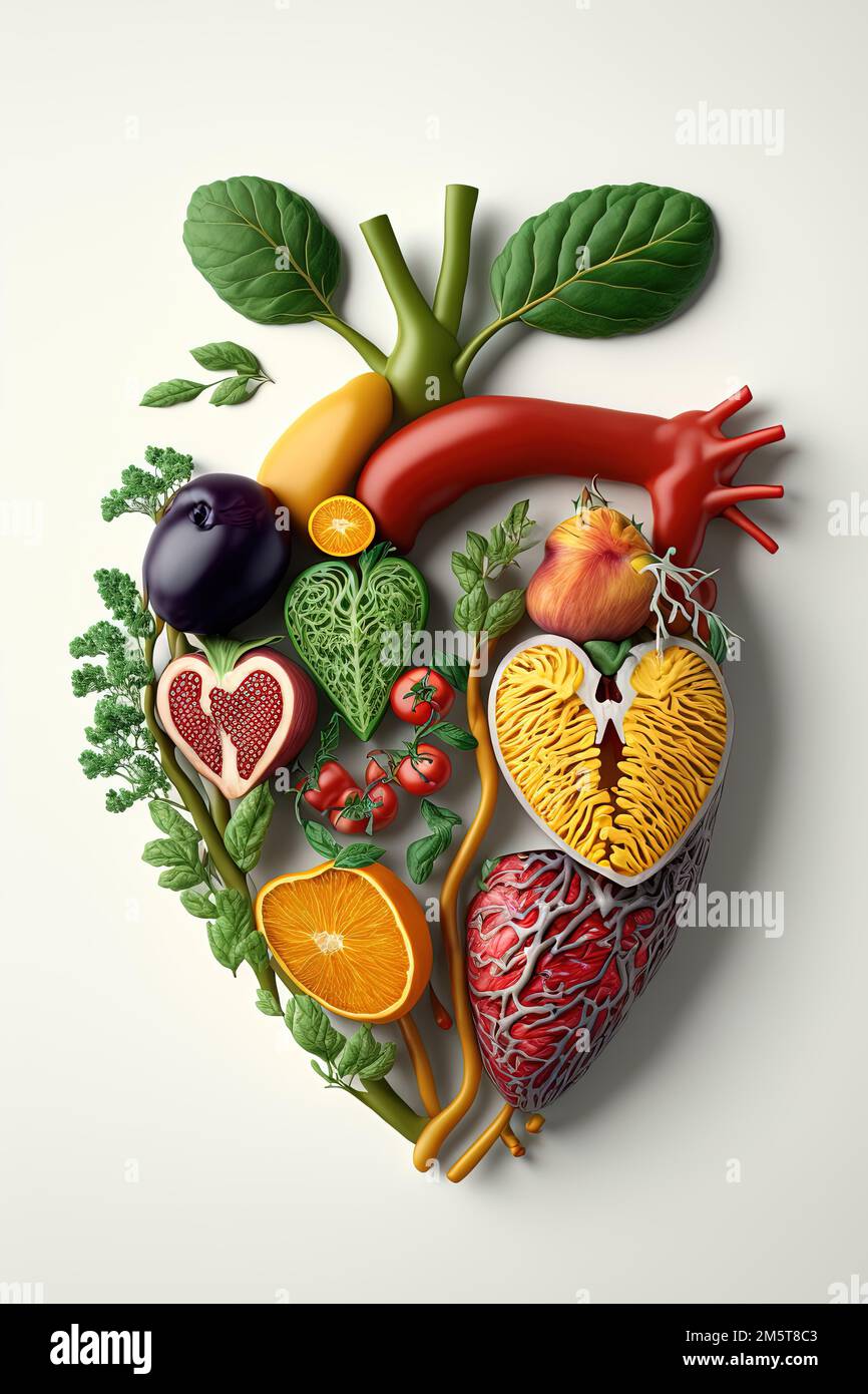 Human heart shape made from fruits and vegetables Stock Photo - Alamy
