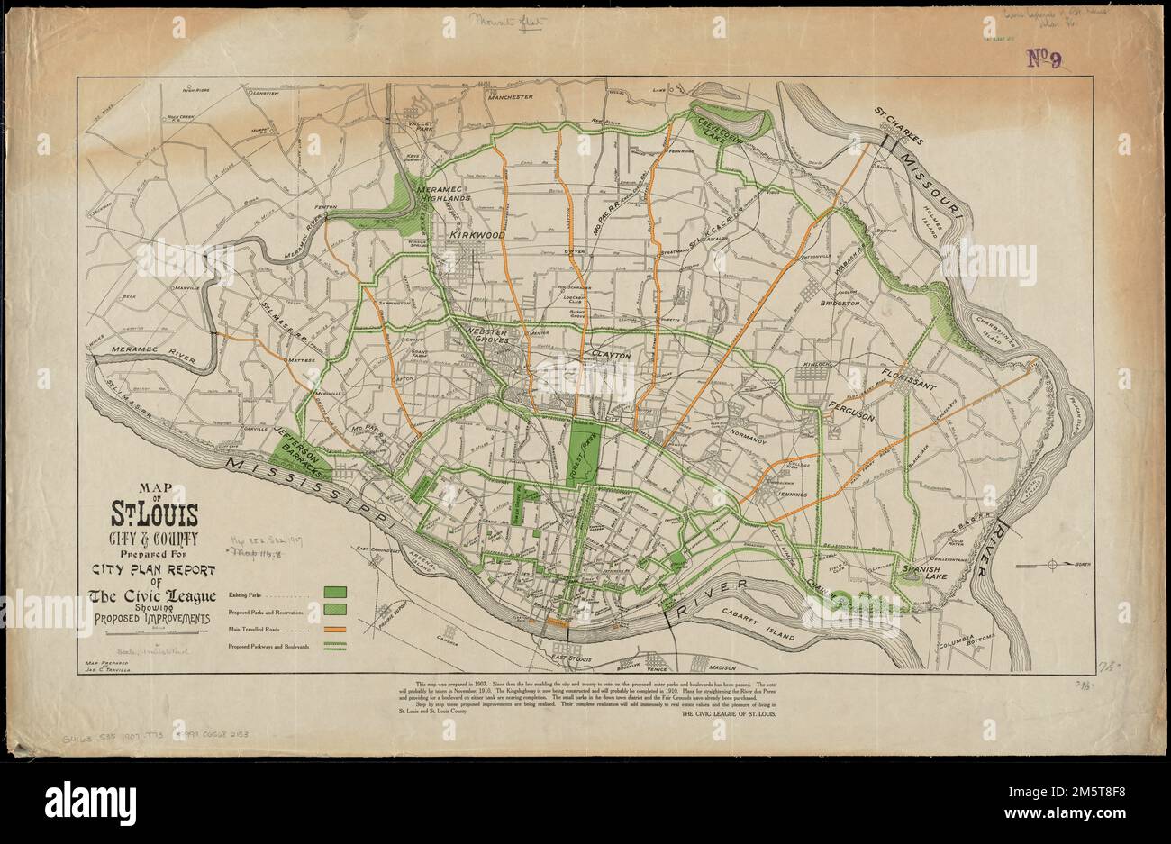 Map of St. Louis city & county : prepared for City Plan Report of The ...
