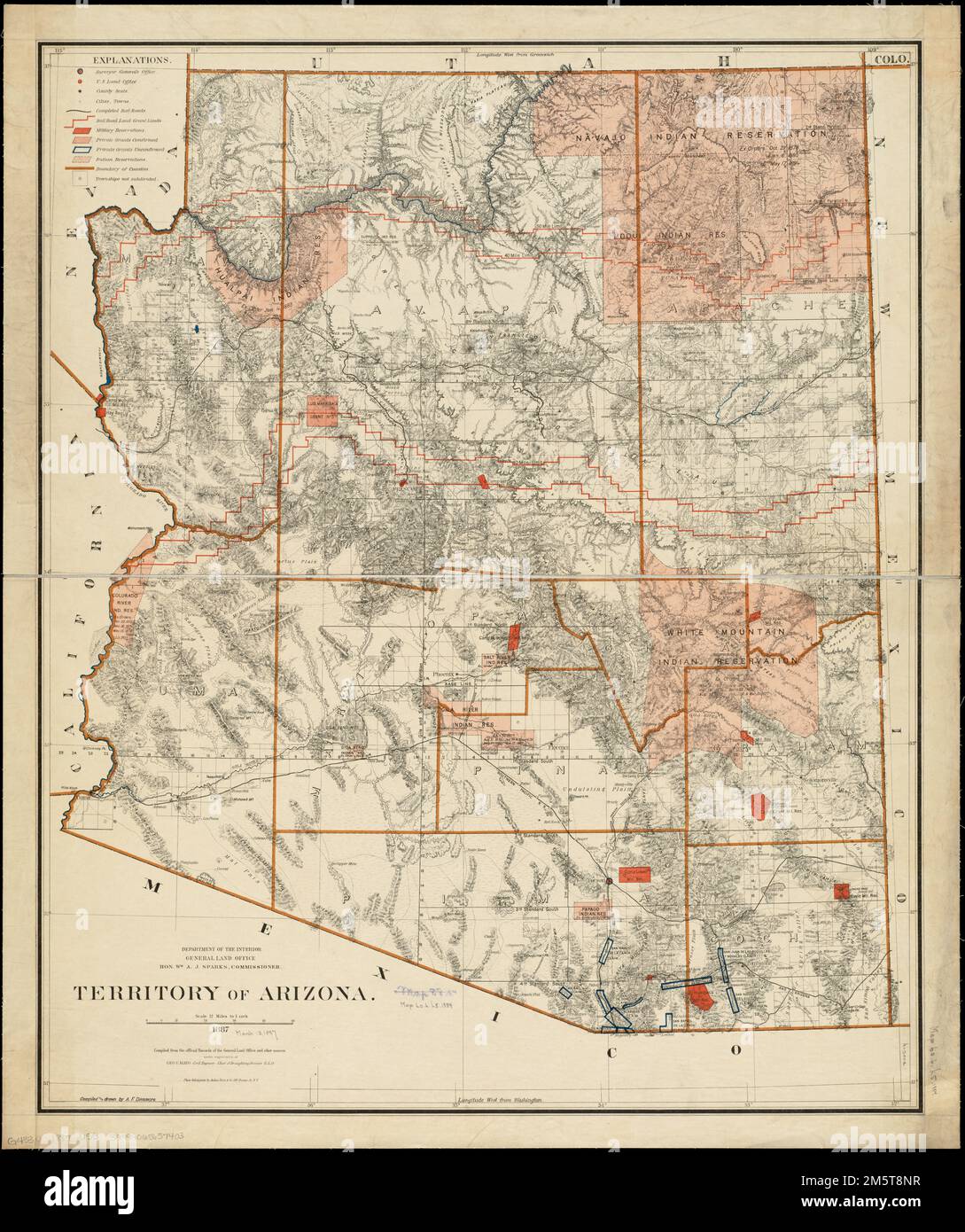 Territory of Arizona. Relief shown by hachures. Prime meridians ...