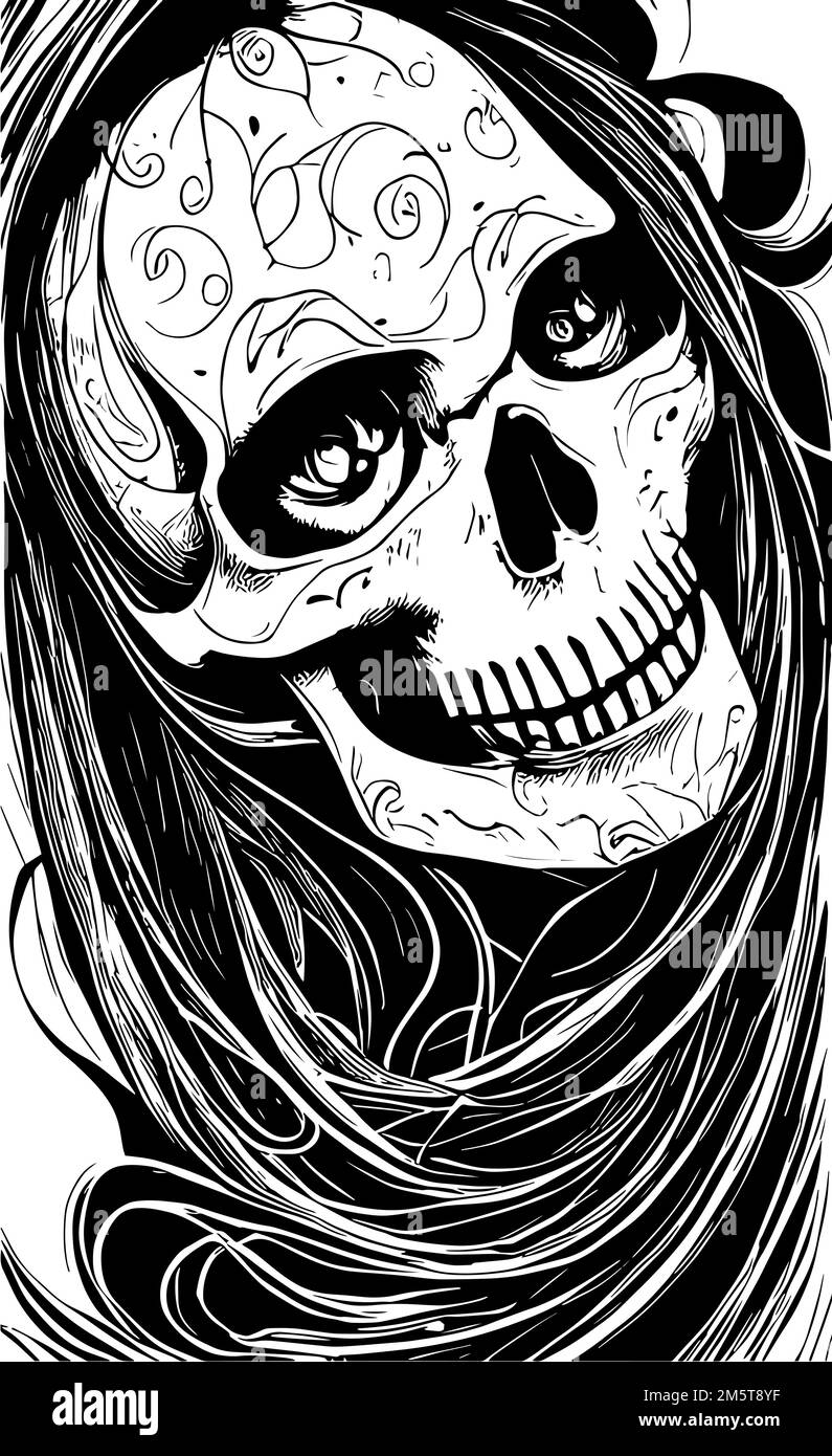Female Skull Drawing
