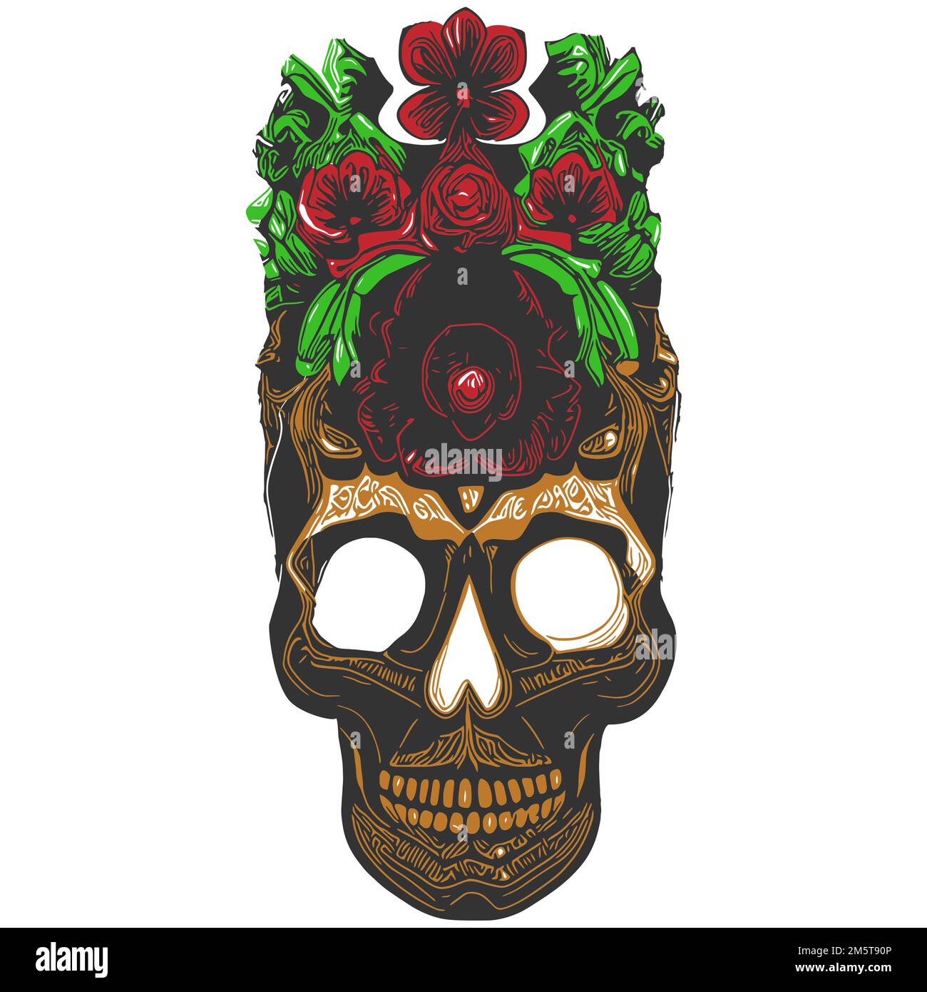 Sugar Skull Tattoos For Females Hand Drawn Vector Colored Clip Art