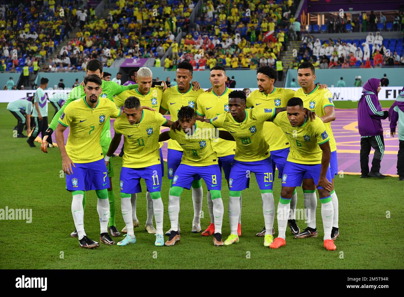 Brazil lineout in action during the FIFA 2022 World Cup group match ...