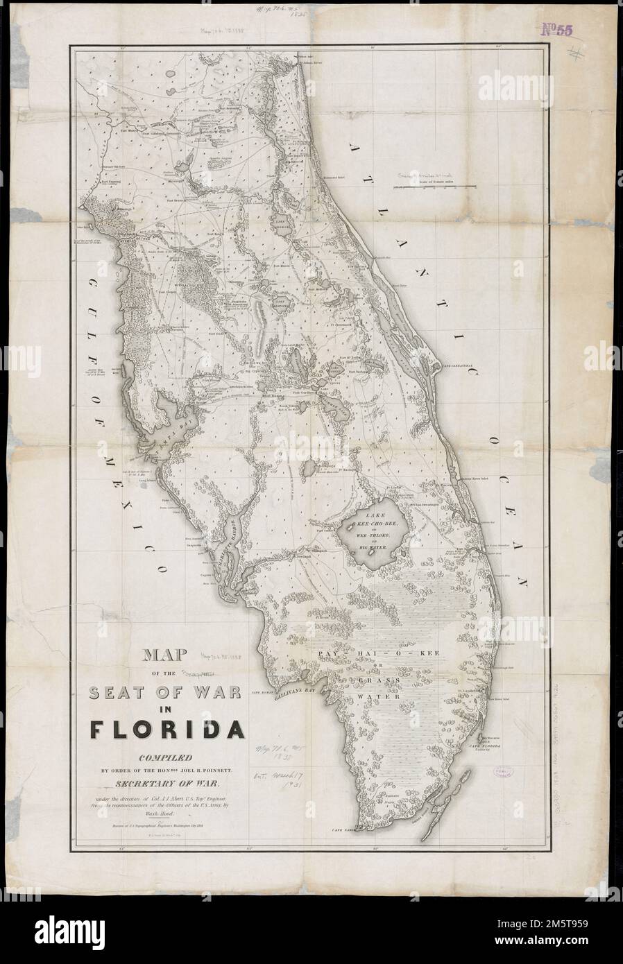 Map of the seat of war in Florida. Relief shown by hachures. Shows ...