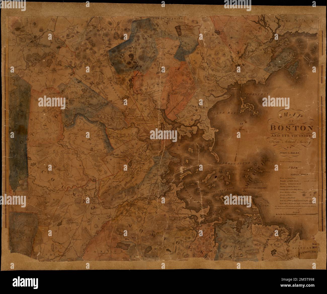 Map of Boston and its vicinity from actual survey. Relief shown by ...